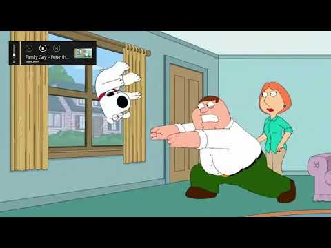 Peter throws brian and stewie out a window