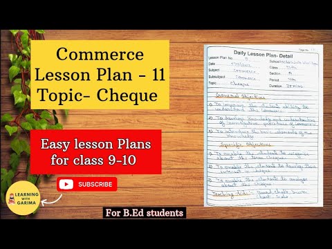 Commerce Lesson Plan-11 in English | Topic- Cheque #learningwithgarima - YouTube