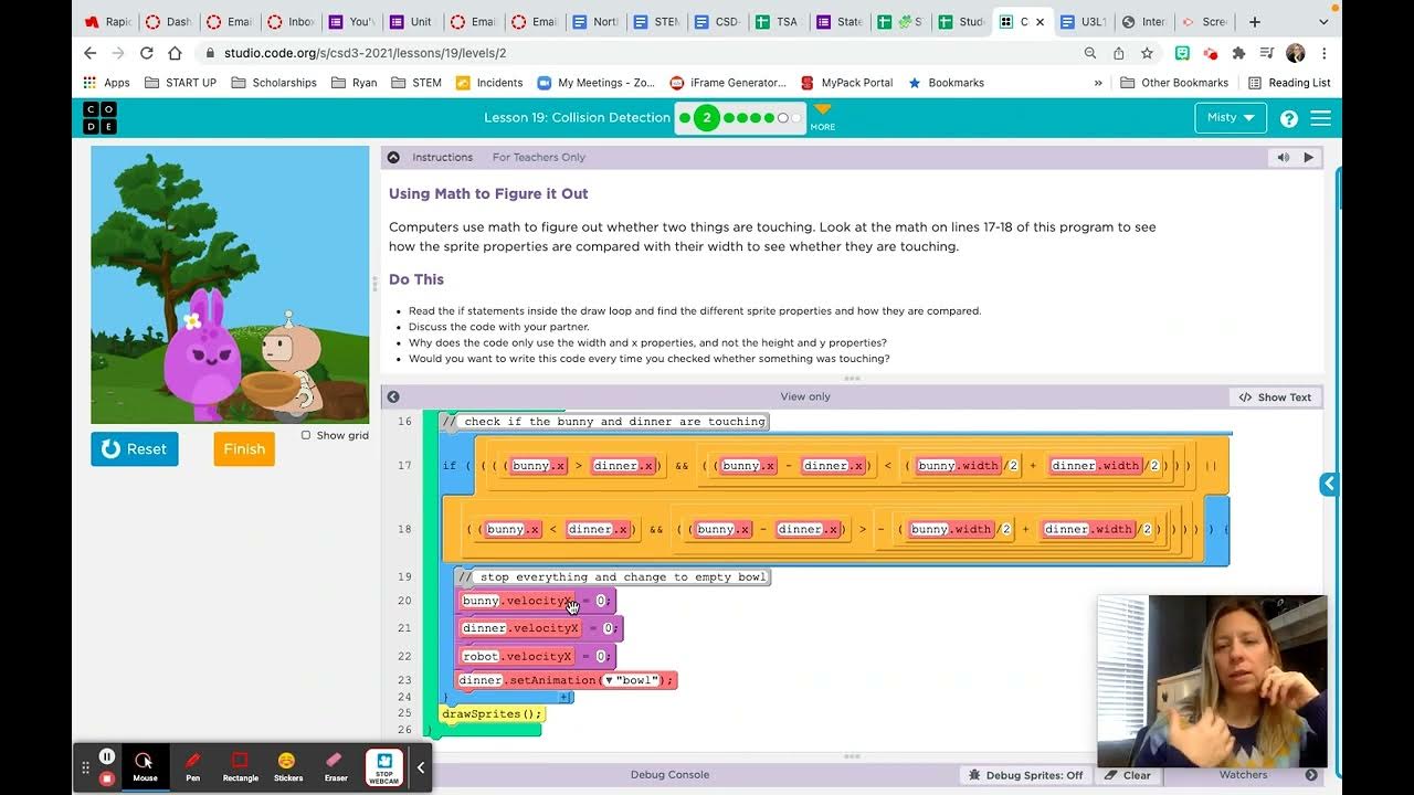 Code.org CSD Unit 3, Lesson 19 --- Collision Detection - YouTube