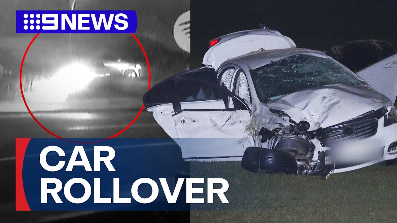 CCTV footage captures car rollover in Sydney | 9 News Australia - YouTube