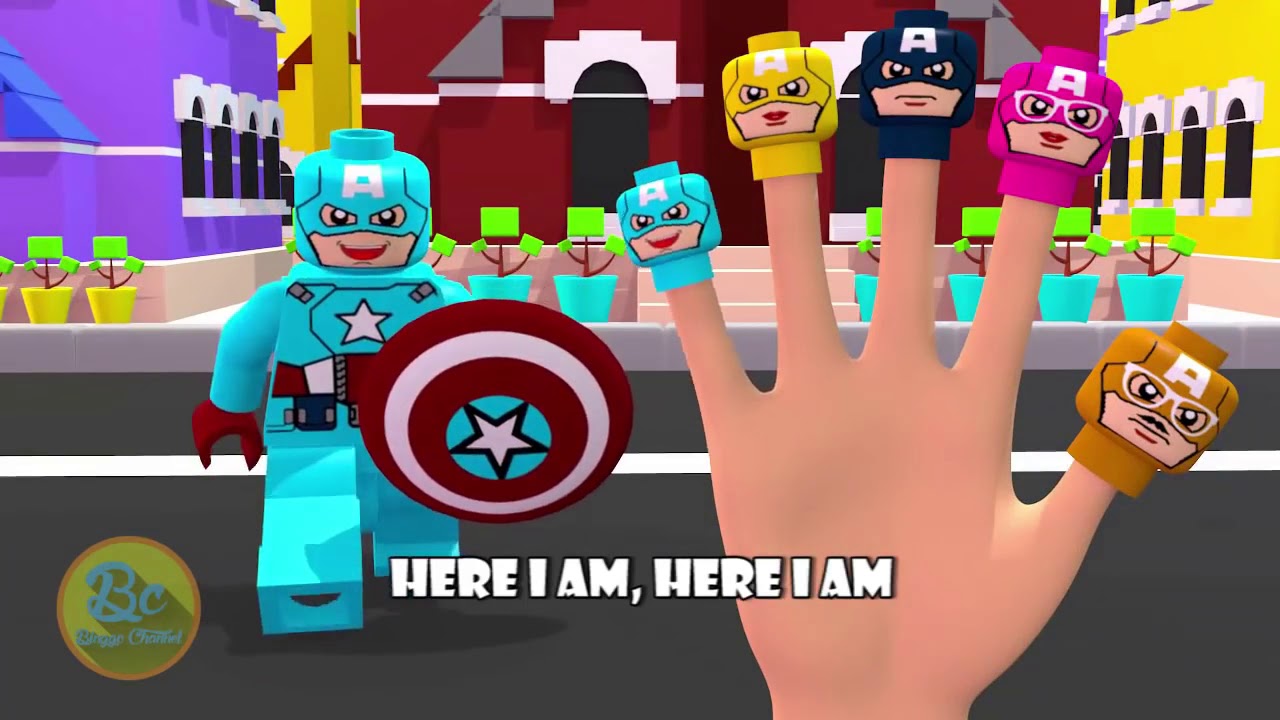 LEGO Captain America Finger Family | Nursery Rhymes and Kids Song | 3D ...