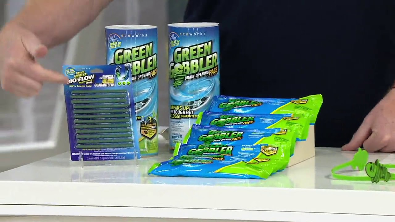 Green Gobbler Set of 6 Drain Cleaner Packets with 12 Drain Sticks on ...