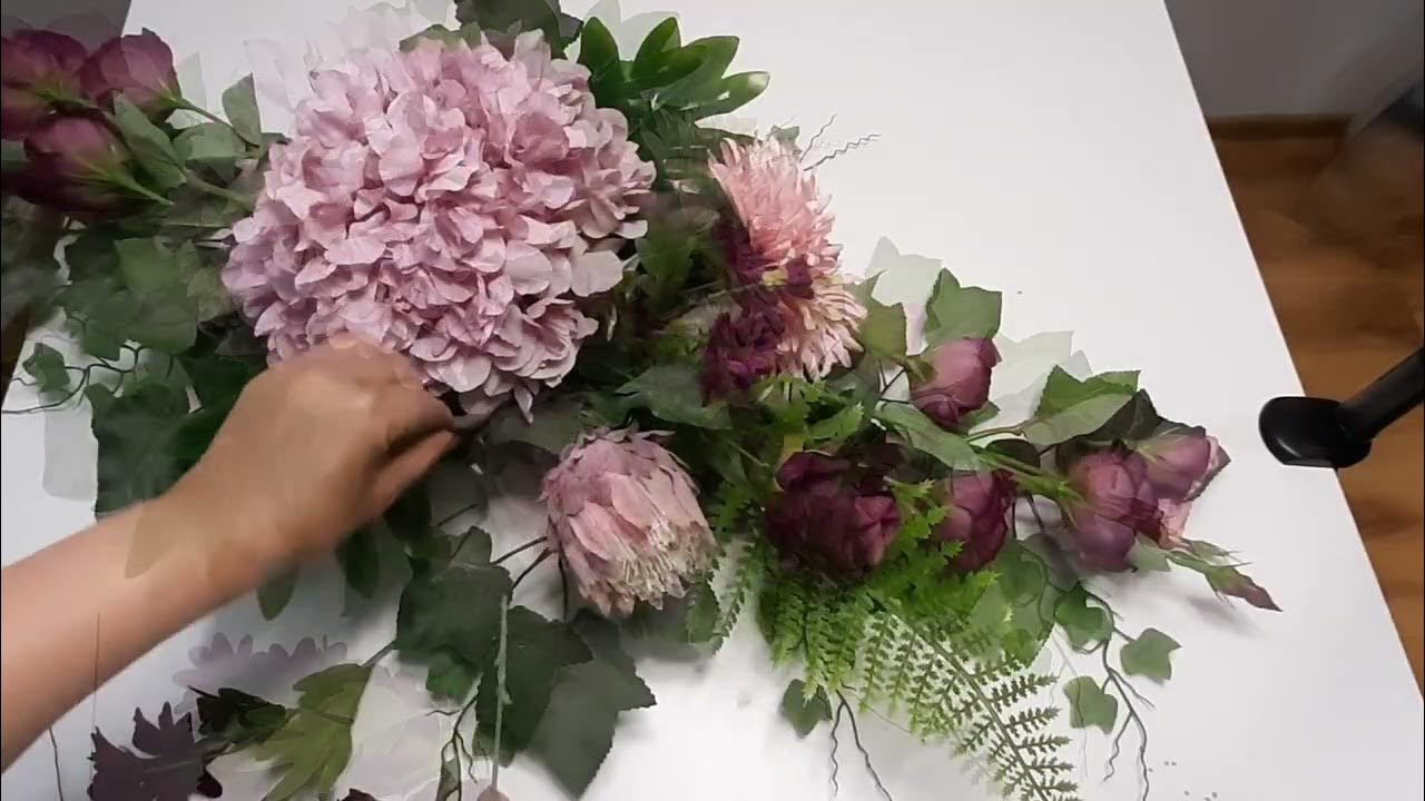 Wiązanka na Wszystkich Świętych z Hortensją XXL// DIY// jak zrobić ...