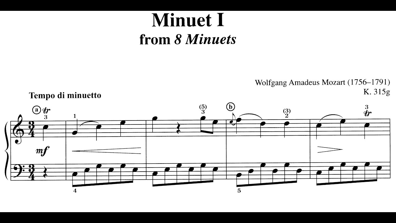 Minuet 1, from 8 Minuets with Trio k. 315g (W. A. Mozart) Partition ...