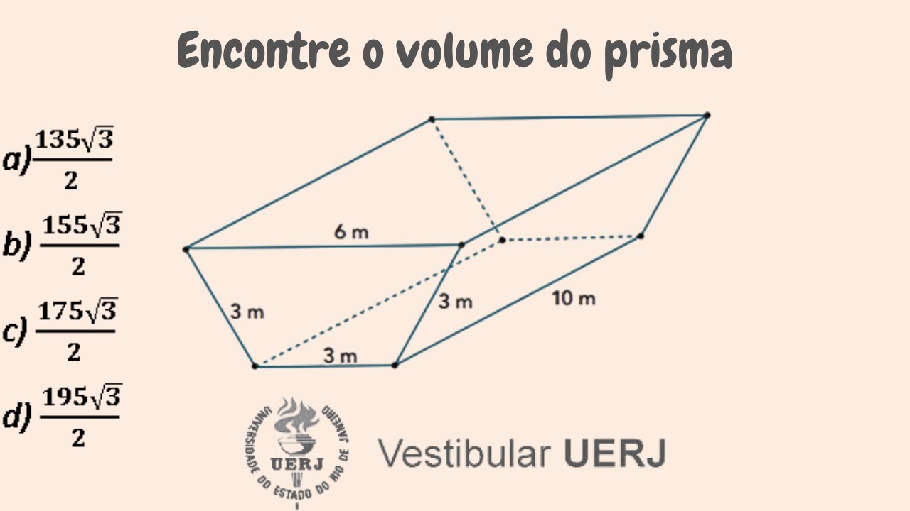 Cálculo do volume do prisma #uerj2023 #geometriaplana - YouTube