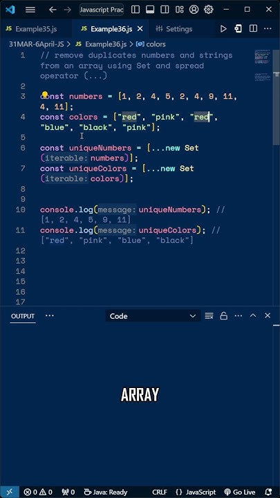 Javascript Remove Duplicates Numbers And Strings From An Array Shorts 0316