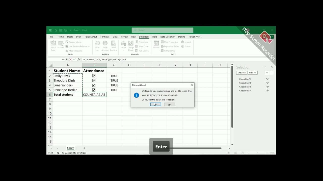 How to add check box to your excel spreadsheet - YouTube