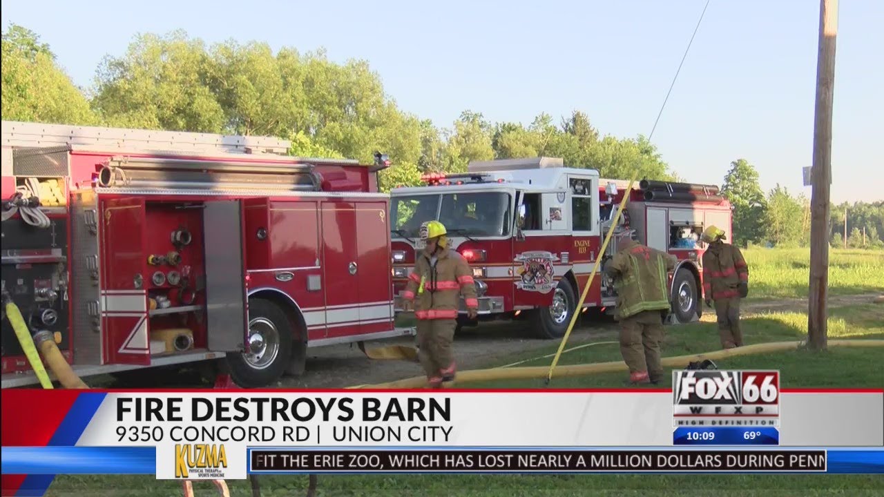 Union City barn fire - YouTube