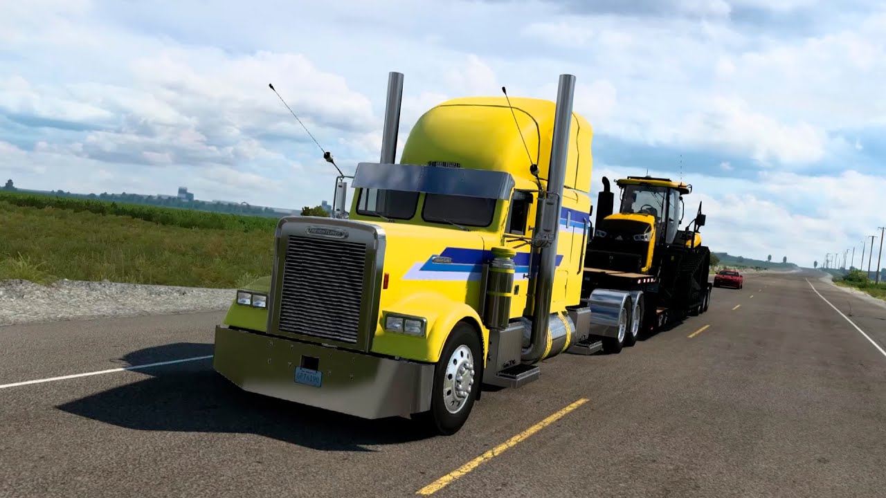 Custom Freightliner FLC taking tractor from workshop to farm #318 ATS ...