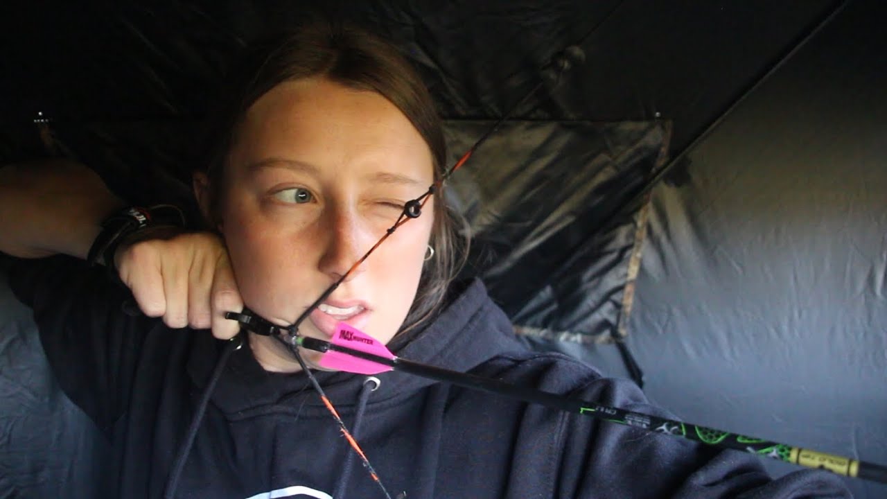 Bow hunting by herself! | Her first time self filming! - YouTube