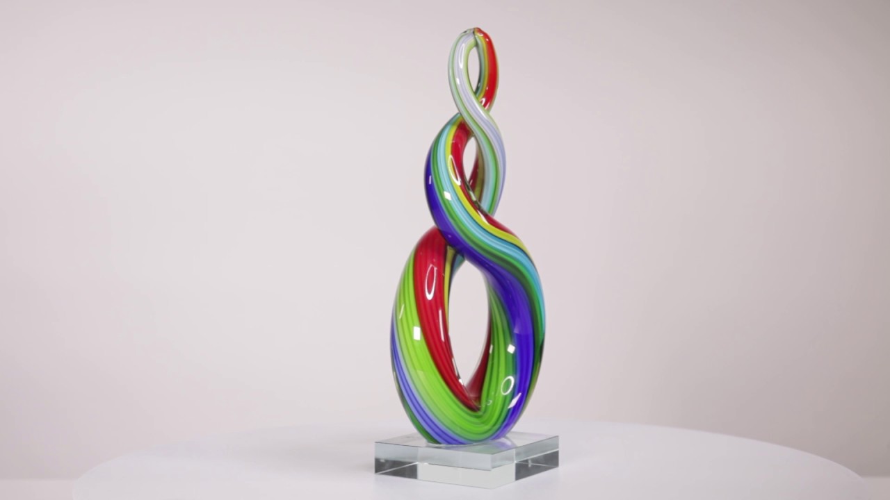 Tooarts Colorful Ribbon Glass Sculpture Home Decor Abstract Ornament ...