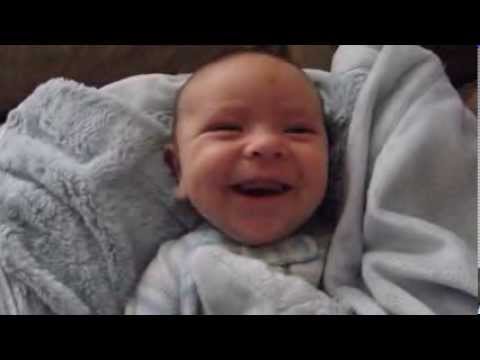 Baby Sam wakes up really happy