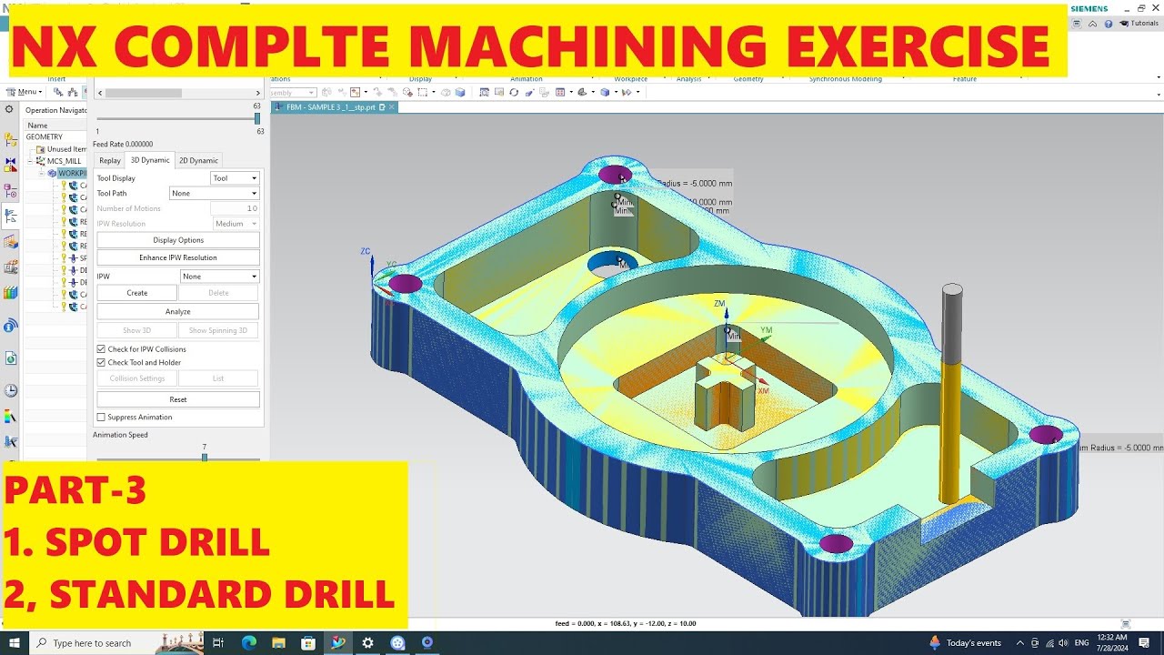 NX COMPLETE MACHINING PART 3|| How to mill a component|| complete ...