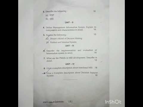 MDU Question Paper of MIS, BCA 5th sem - YouTube