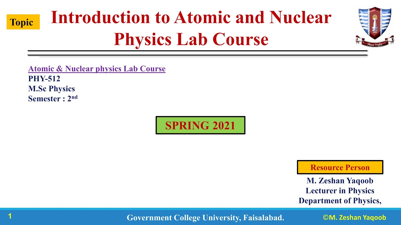 1-Introduction to Atomic and Nuclear Physics Lab Course - YouTube