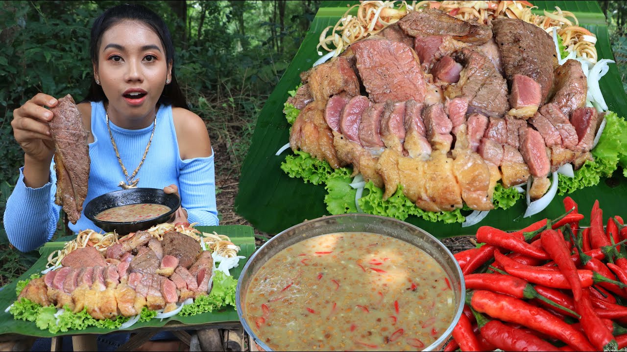 Cooking beef roasted with Prahok sauce recipe - Amazing cooking - YouTube