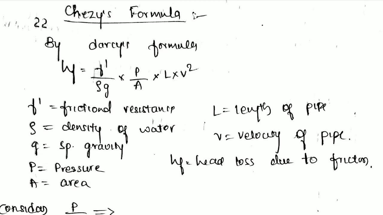 FM-Module-3 Chezy's Equation by Prof. Manish Nayak - YouTube