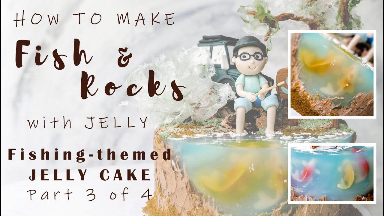 How to make JELLY fish & rocks | Fishing cake | Jelly Cake | How to ...