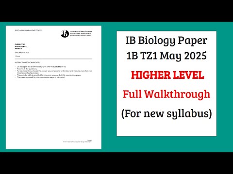 IB Biology May 2025 TZ1 Paper 1B FULL WALKTHROUGH (New syllabus) - YouTube
