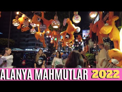 alanya mahmutlar night walking tour 2022 june ! alanya antalya turkey holiday ! turkey travel 4k