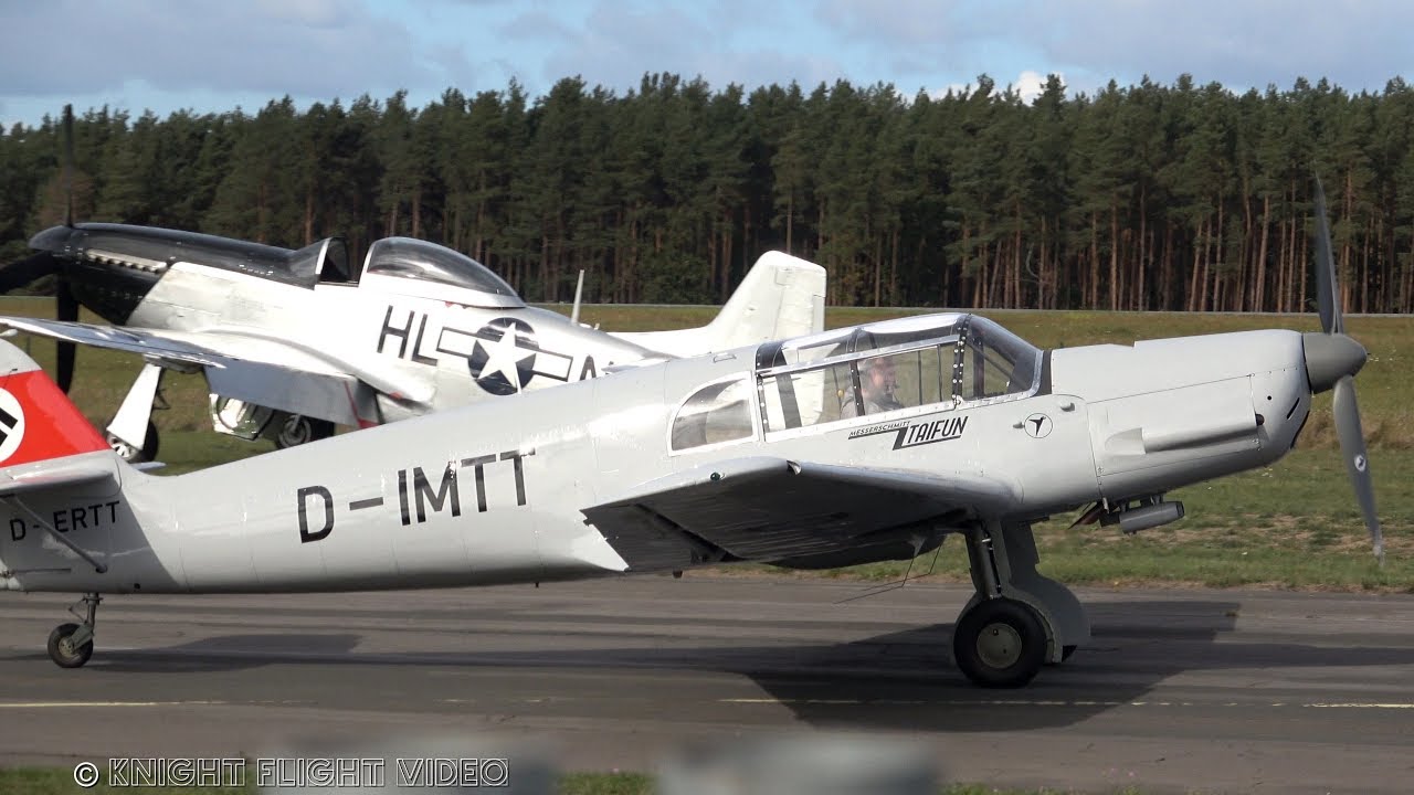 Messerschmitt Bf/Me 108 B Taifun Taxiing and Takeoff - Great ARGUS As ...