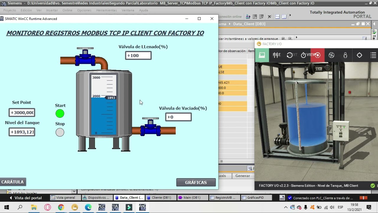 Red Virtual Modbus TCP/IP Cliente-Servidor con Factory IO en Tía Portal - YouTube