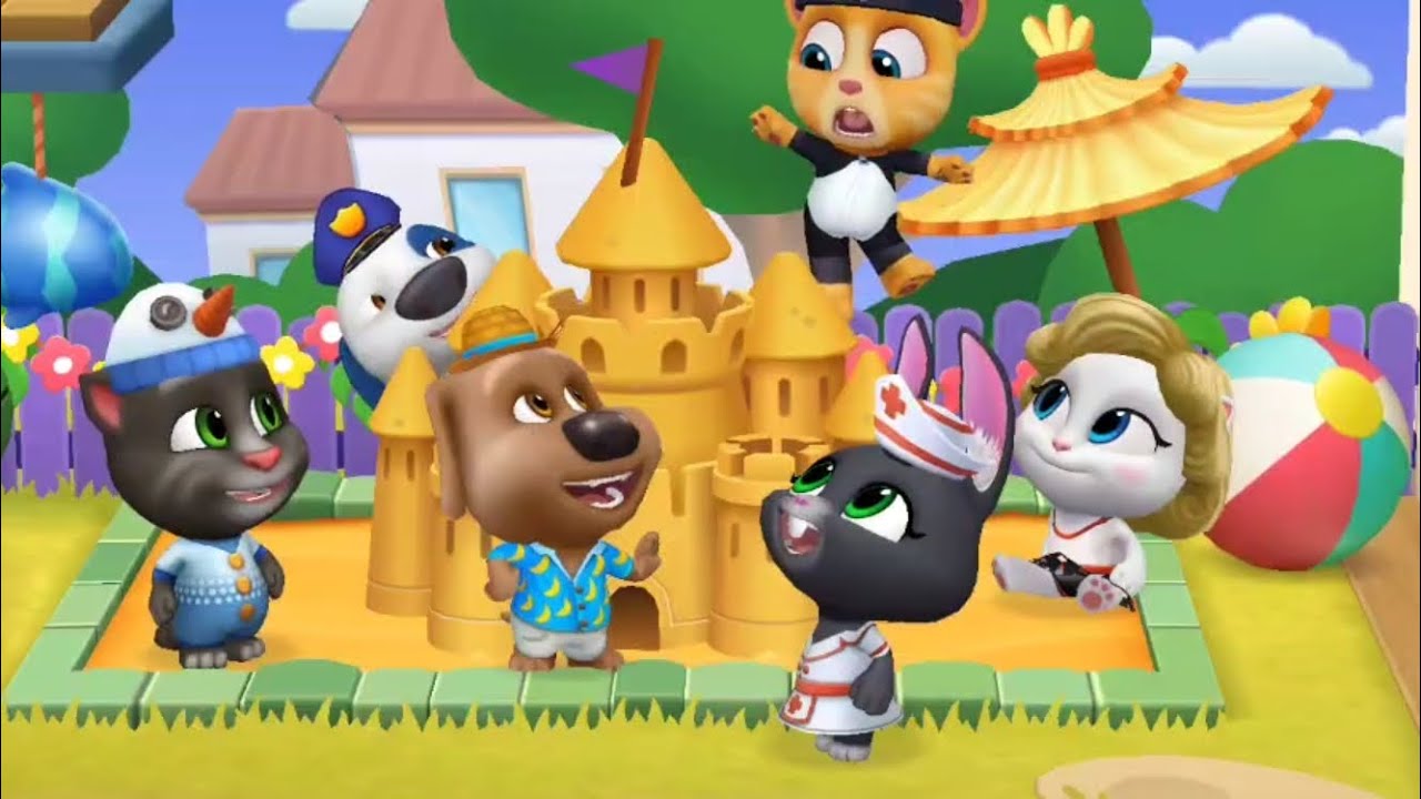 My Talking Tom Friends Builds a Sand Castle Together Summer update ...