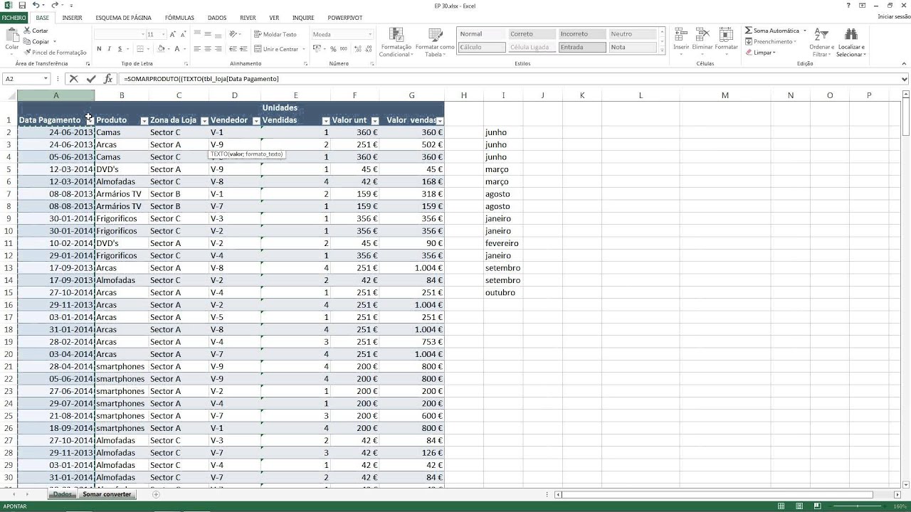 Excel Português 30 - Somar e converter matrizes - YouTube