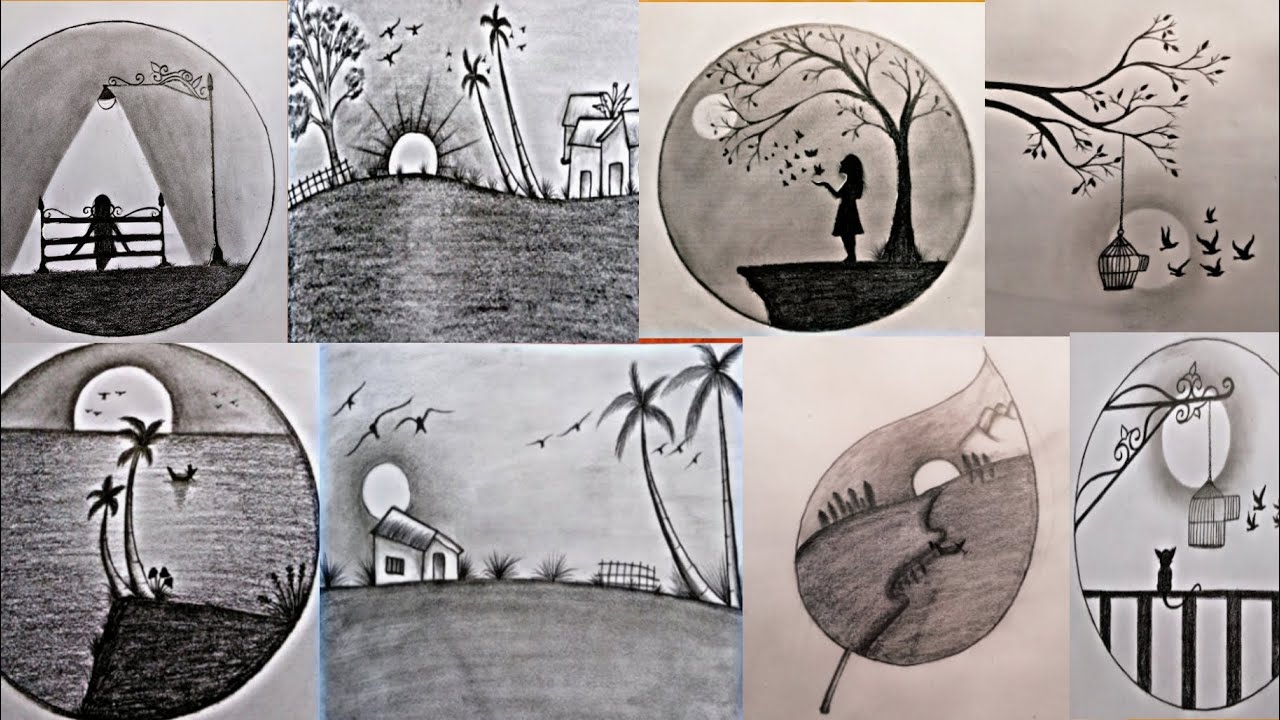 Beautiful girl and scenery derwing step by step.easy derw.pencil ...