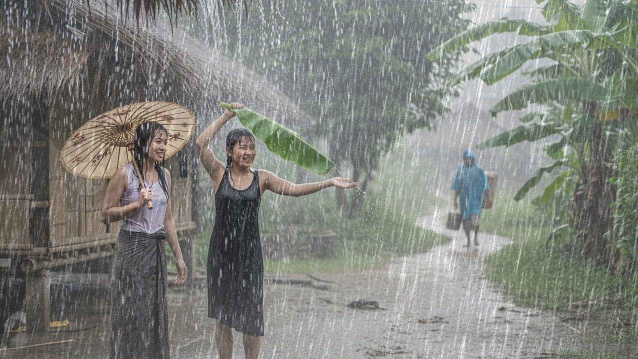 Verry Impressed With the Soothing Heavy Rain in Serene Village ...