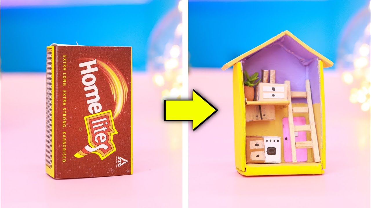 DIY Cute Miniature house from matchbox || How to make cute mini house ...