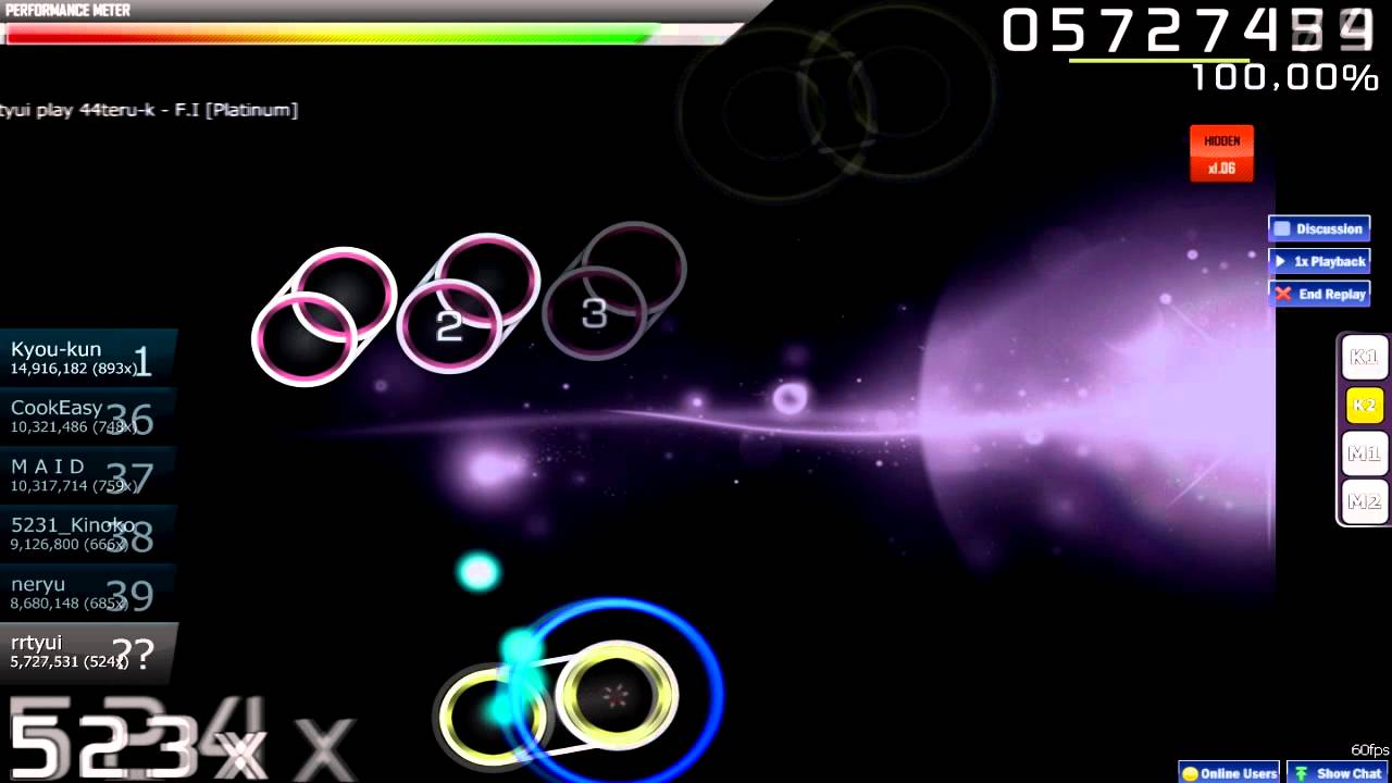 Osu! ~ rrtyui plays 44teru-k - F.I.[Platinum] + hidden - YouTube