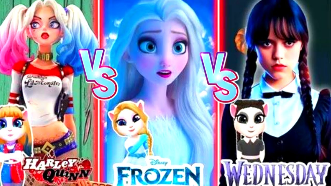 who Will Prevail: Harley Quiin vS Frozen Elsa vS Wednesday Addams || My ...