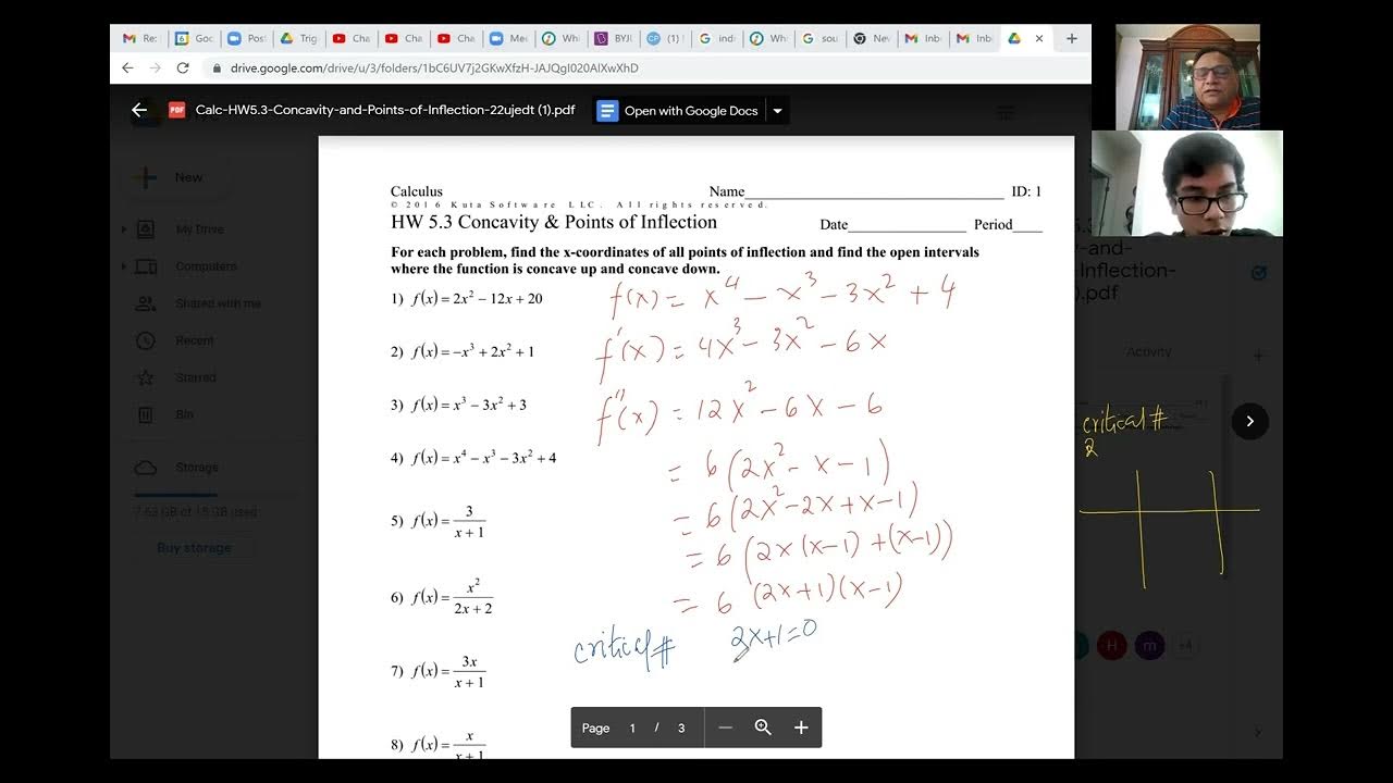 Calculus Explore Analysis of Second Derivative to Find Point of Inflection MCV4U - YouTube