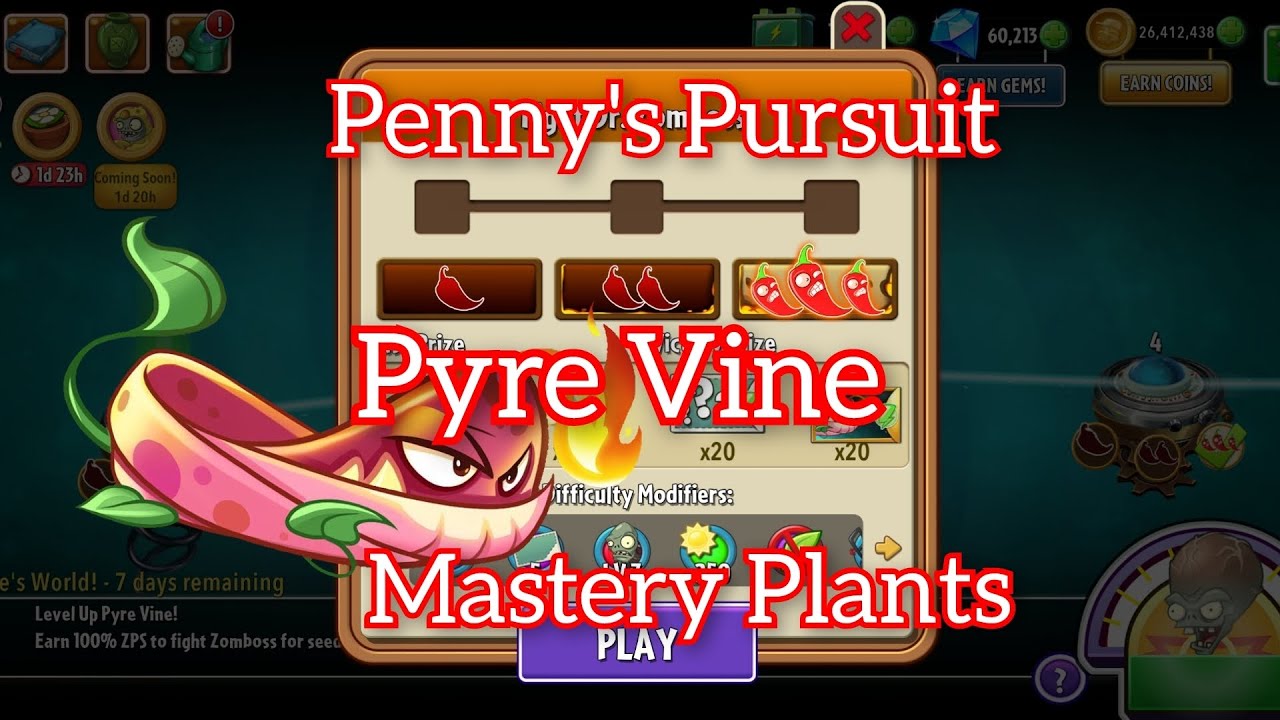 Penny's Pursuit,Pyre Vine,Plants vs Zombies 2,Mastery Plants - YouTube