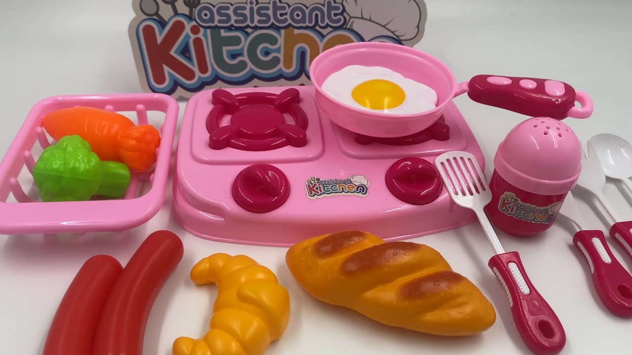 ASMR Unboxing: Toy Kitchen Set for Preparing eggs . Vegetables. Bread 🥖 ...