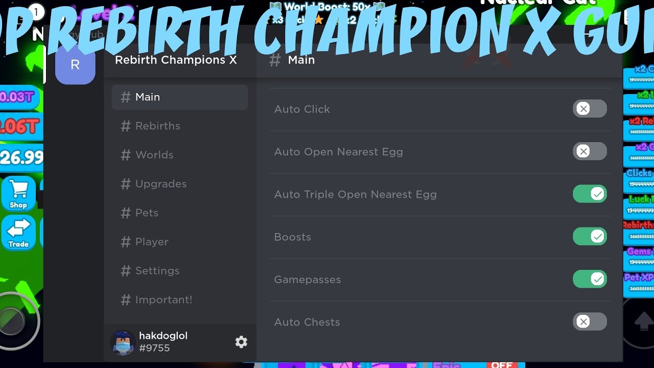 Roblox rebirth champions x OP gui (Arceus x v2) - YouTube