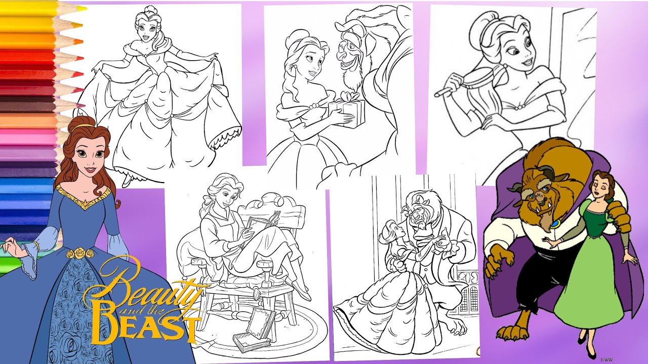 Disney Princess Belle Reading Coloring Pages