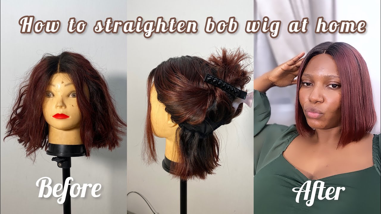 HOW TO REVAMP AND STRAIGHTEN BOB WIG HAIR AT HOME - YouTube