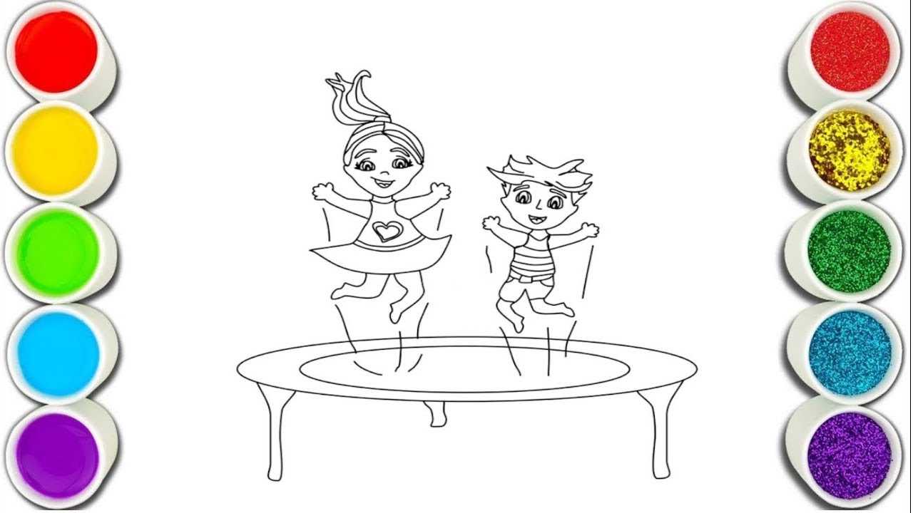 🤸‍♂️🎨 "Children Bouncing on the Trampoline, Fun Painting & Coloring For ...