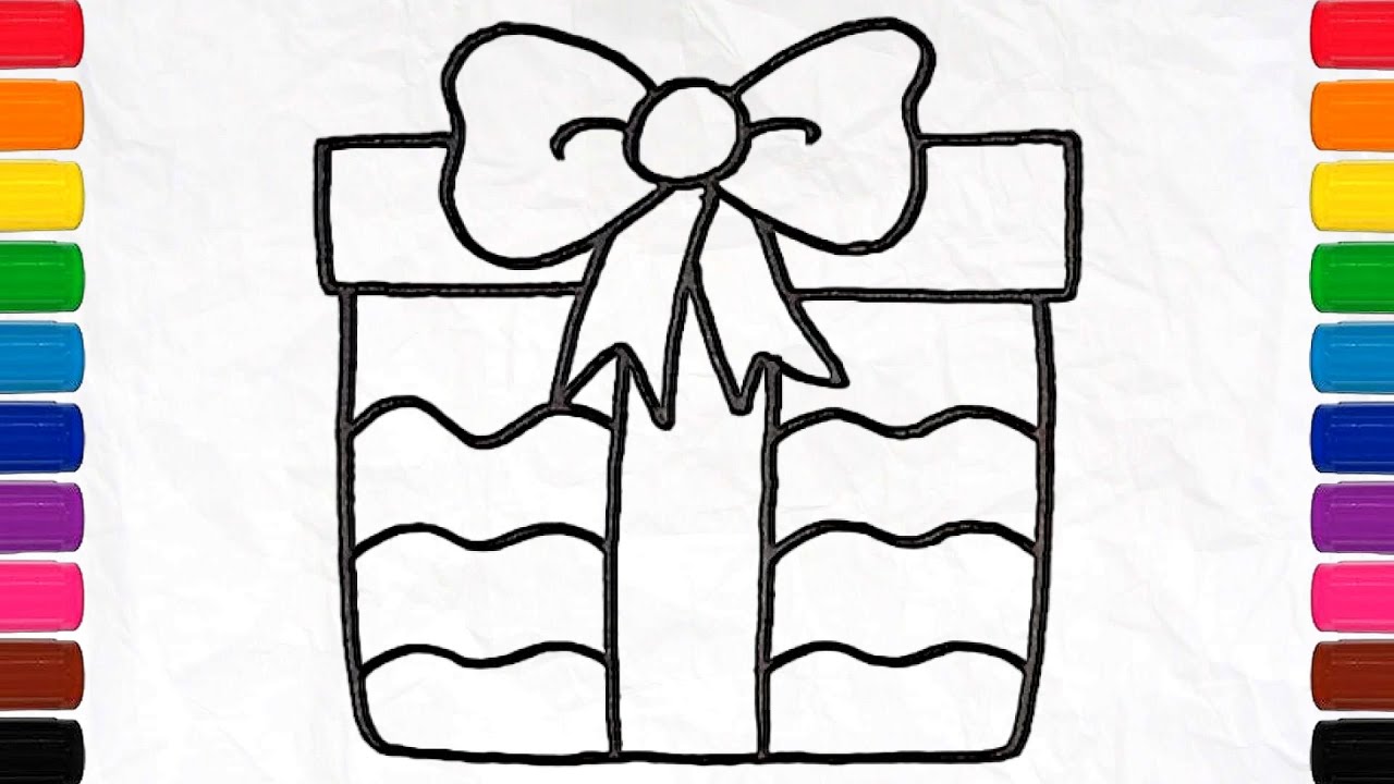Gift Box Drawing, Painting and Coloring for Kids, toddlers | How to ...