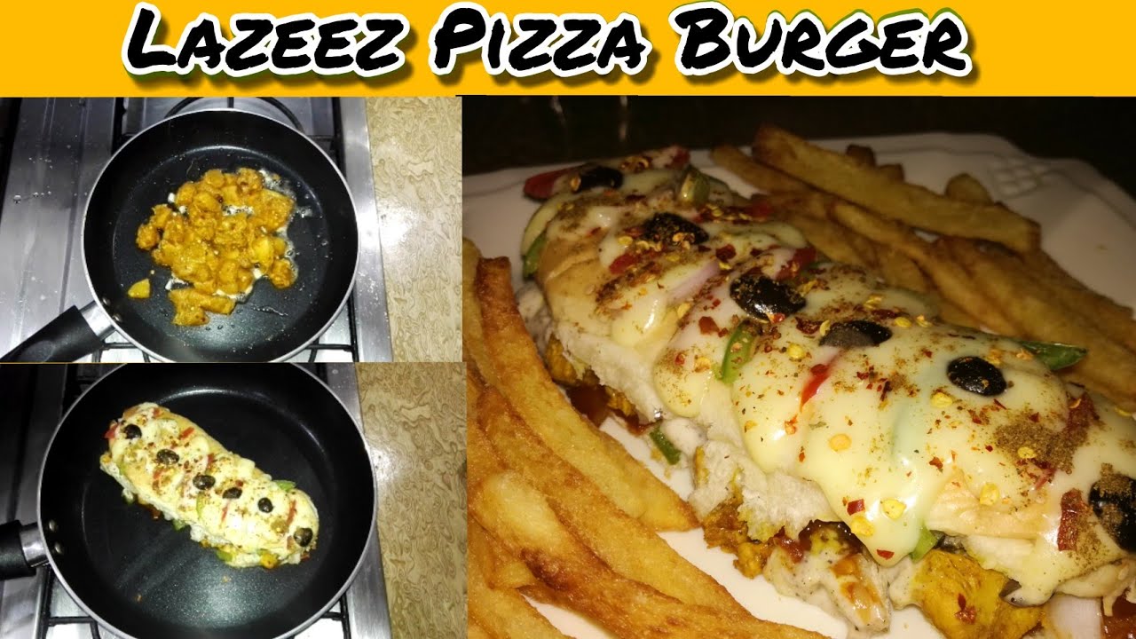 Lazeez Pizza Burger Recipe - Street Food Style Tasty Pizza Burger ...