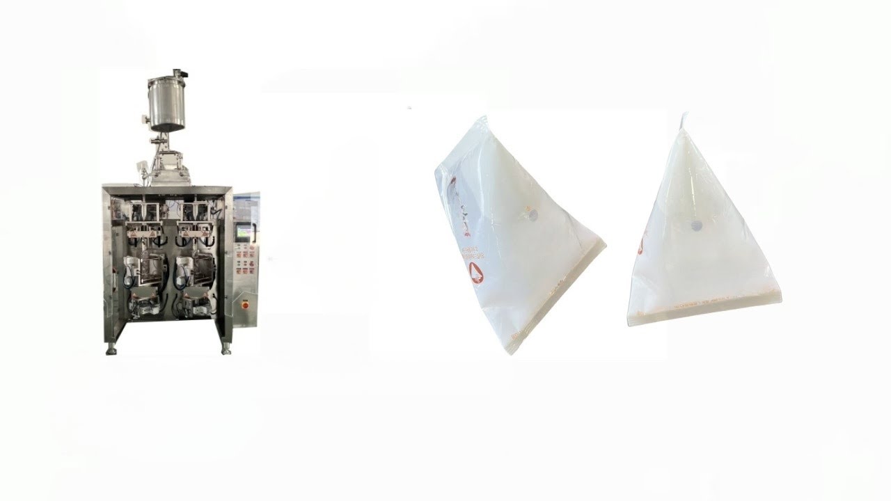 Triangle pouch form fill seal machine , chocolate milk triangle bag ...