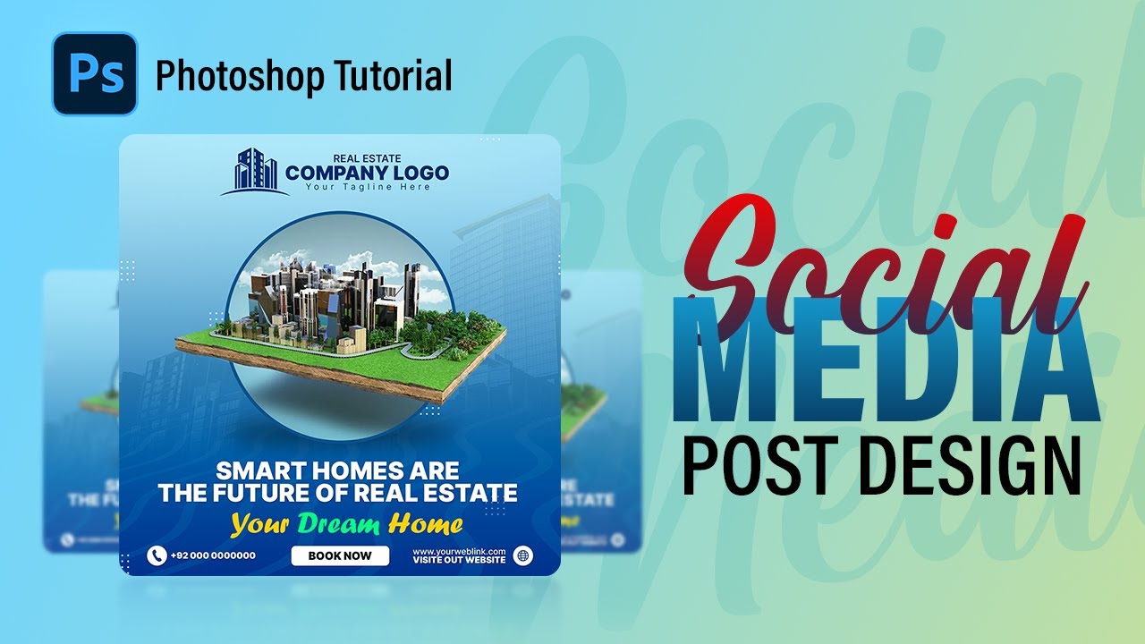 Make Social Media Post Design in Photoshop Part 2 | Photoshop Tutorials ...