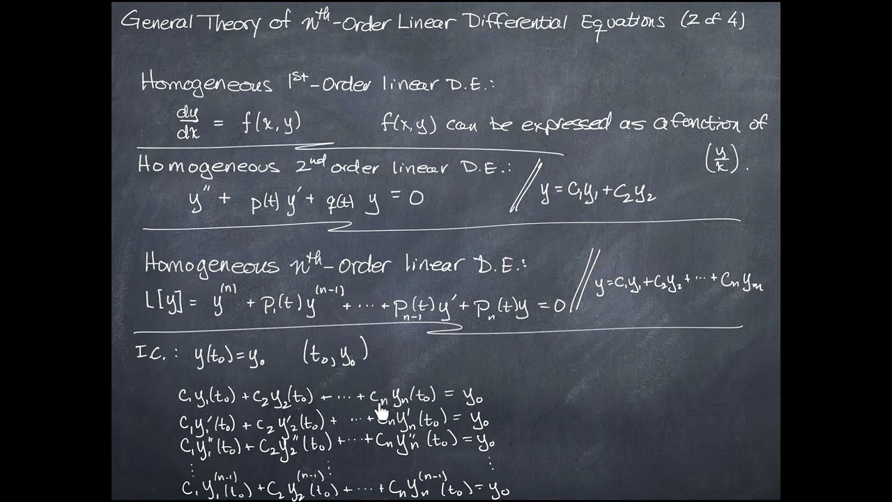 General Theory Of Nth Order Linear Differential Equations 2 Of 4 General Theory Of Nth Order Linear Differential Equations 2 Of 4
