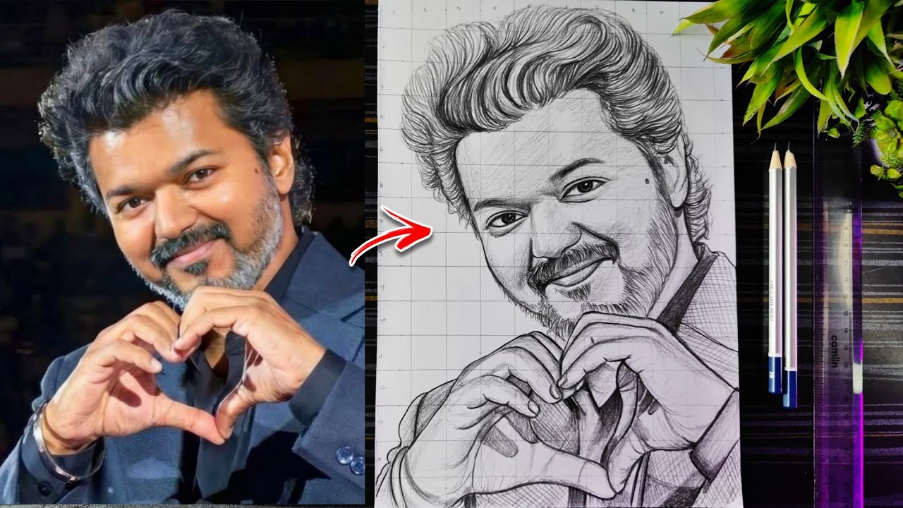 Vijay Thalapathy Drawing🫶🥺 ️‍🩹, How To Draw Actor Vijay Thalapathy ...