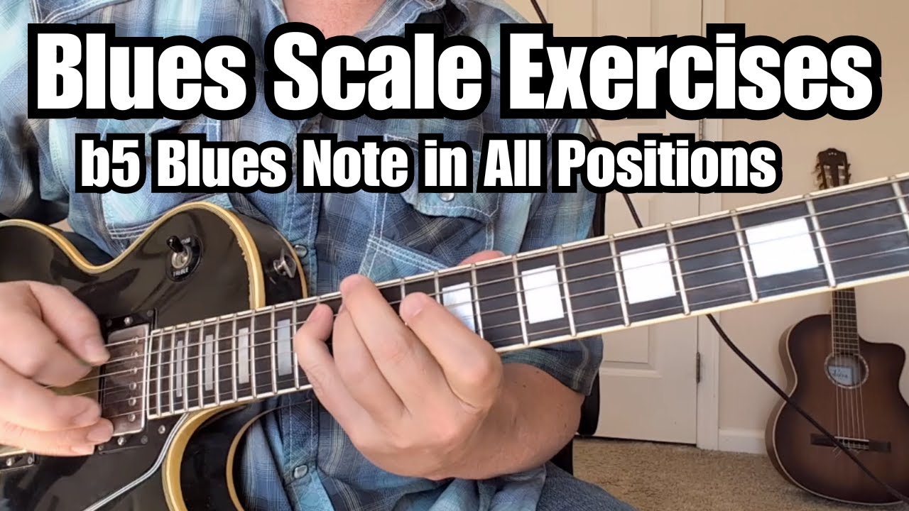 BLUES SCALE EXERCISES Guitar Lesson MINOR PENTATONIC w/ b5 w/ TAB (3s & 4s exercises) All ...