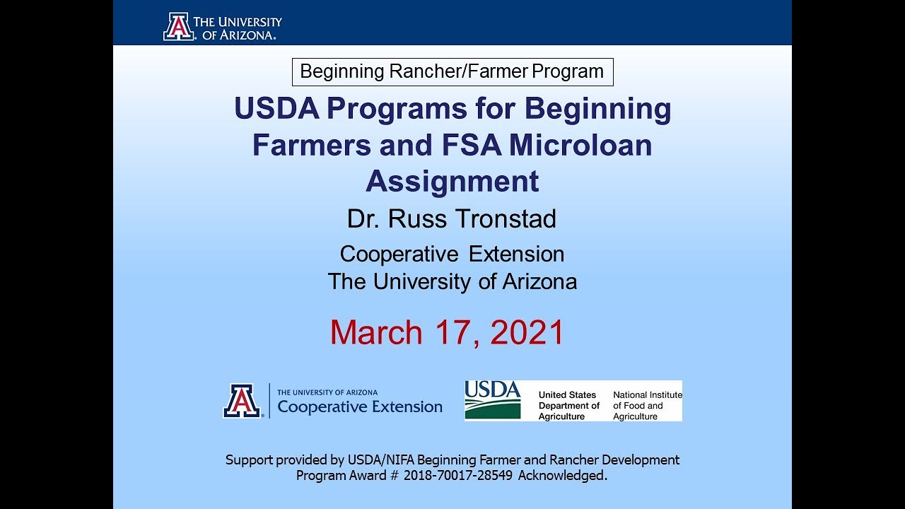 USDA Programs for Beginning Farmers and FSA Microloan Assignment - YouTube