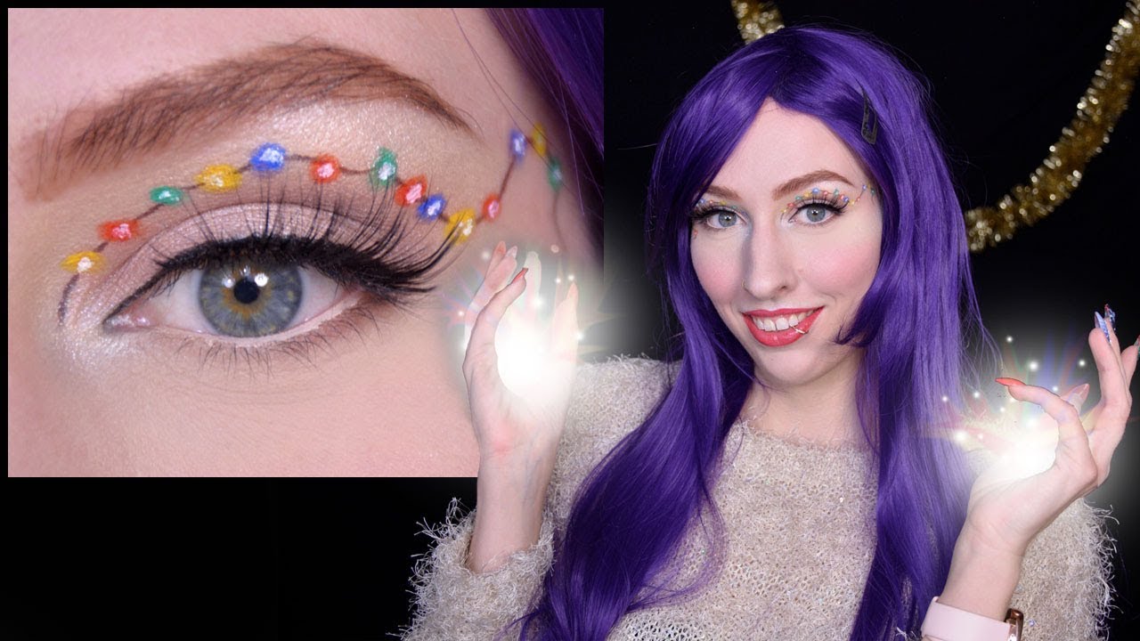 Wearable-ish Fairy Lights TUTORIAL😜 | Holiday Makeup - YouTube