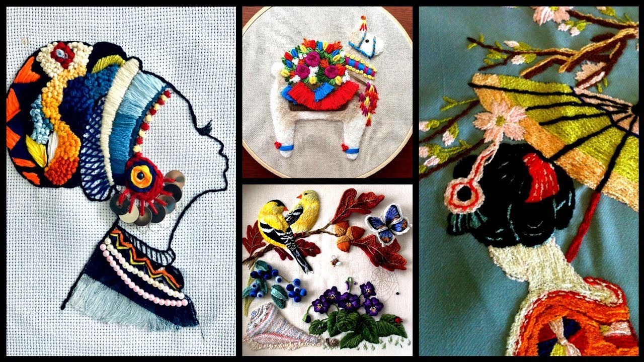 Amazing creative art hand embroidery design ideas // creative hand ...